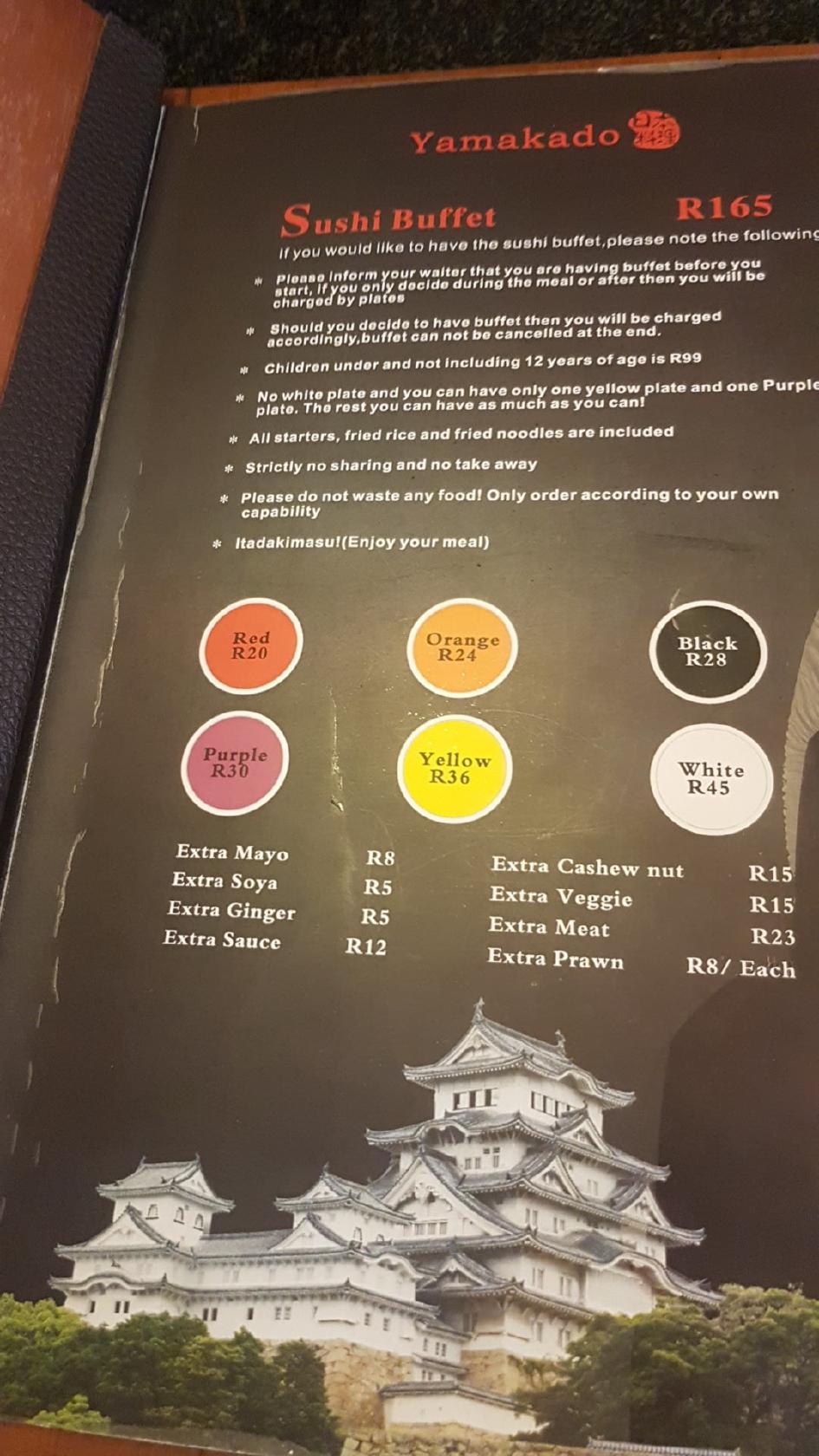 Menu at Yamakado Sushi Restaurant Fourways, Sandton