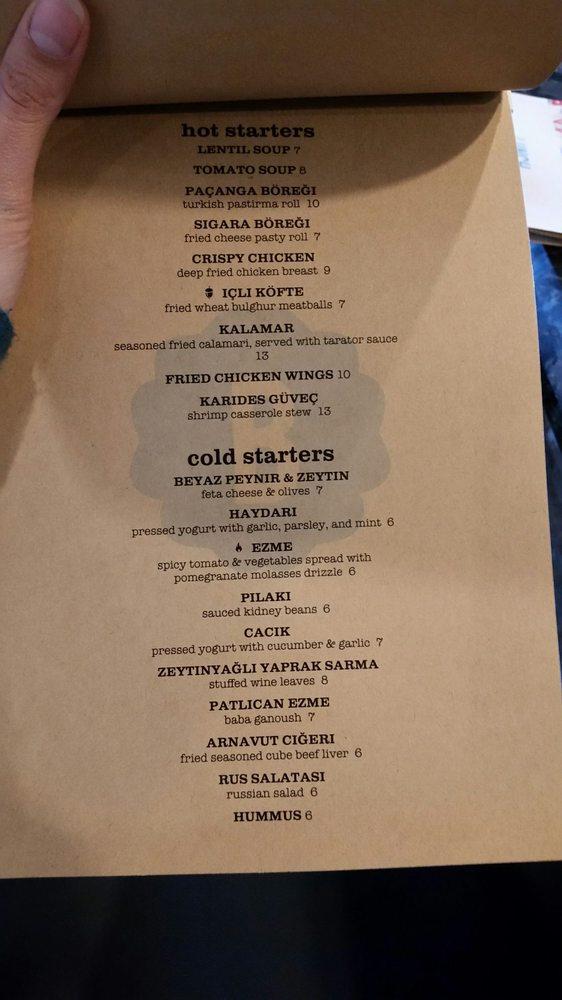 Menu at Barans Turkish Cuisine & BBQ, Toronto