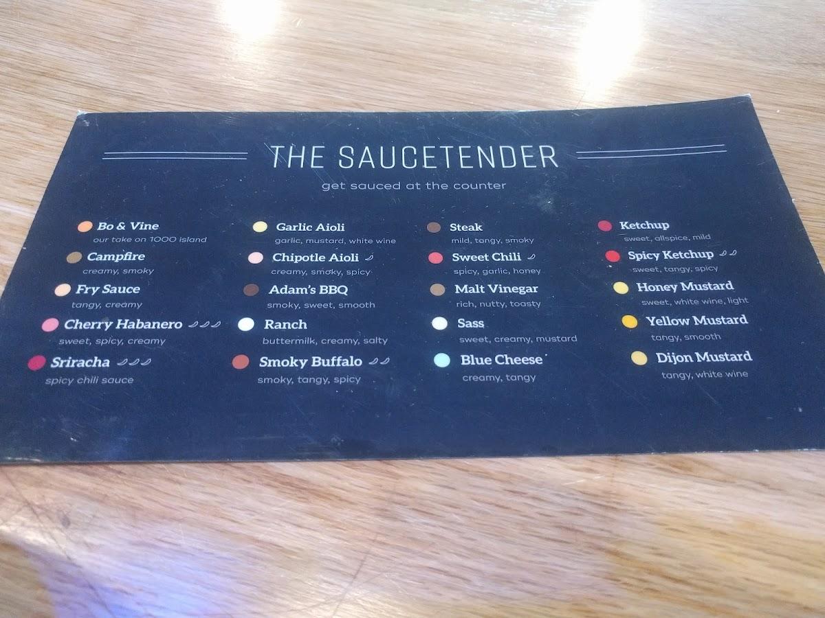 Carta de Bo & Vine Burger Bar, Corvallis