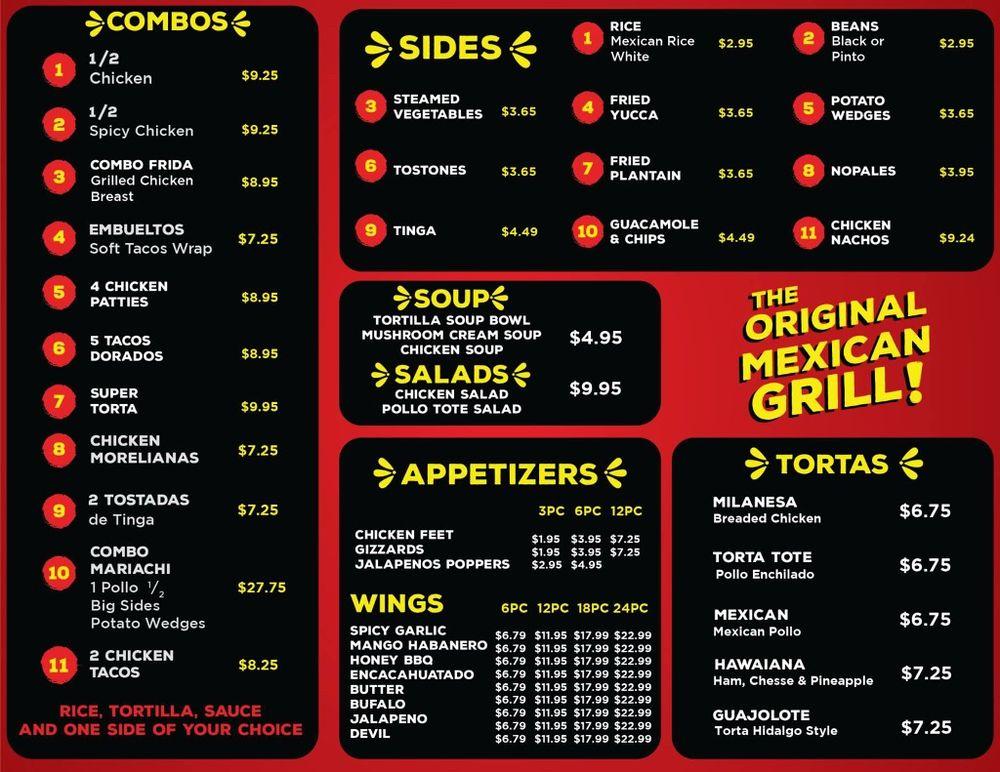 Menu at El Pollo Tote Mexican Grill restaurant, Omaha