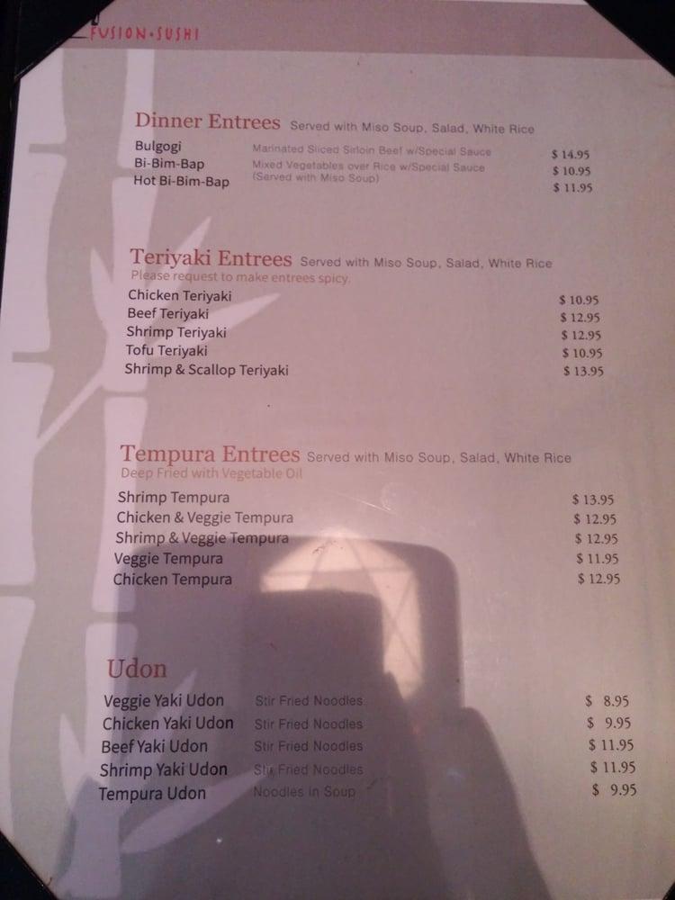Menu at Fin Fusion Sushi Bar, Murfreesboro