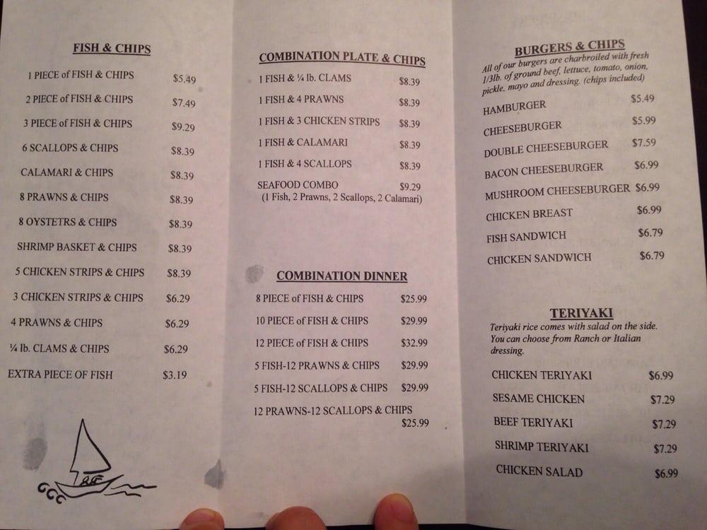 Menu at Cape Cod Fish & Chips restaurant, Sacramento
