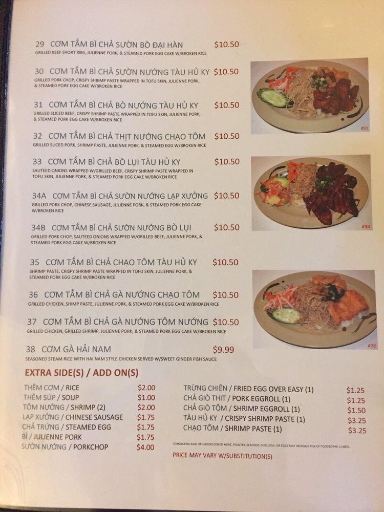Menu at Com Tam Thuan Kieu restaurant, Mesa