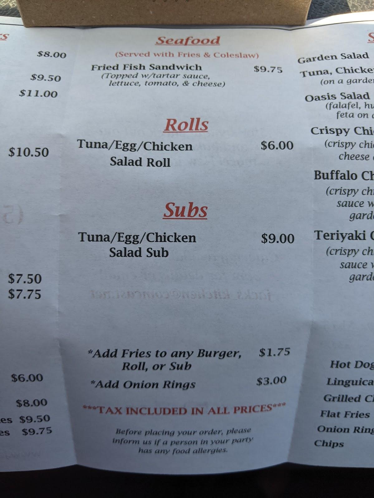 Menu at Jack's Kitchen restaurant, Mattapoisett