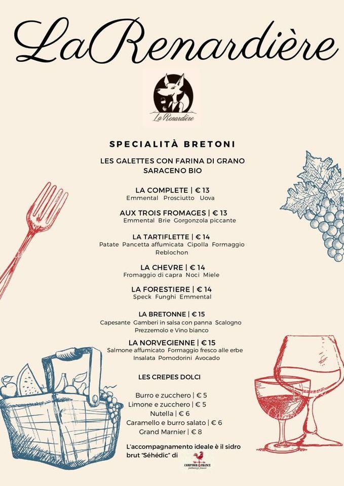 Menu at La Renardiere restaurant, Rome