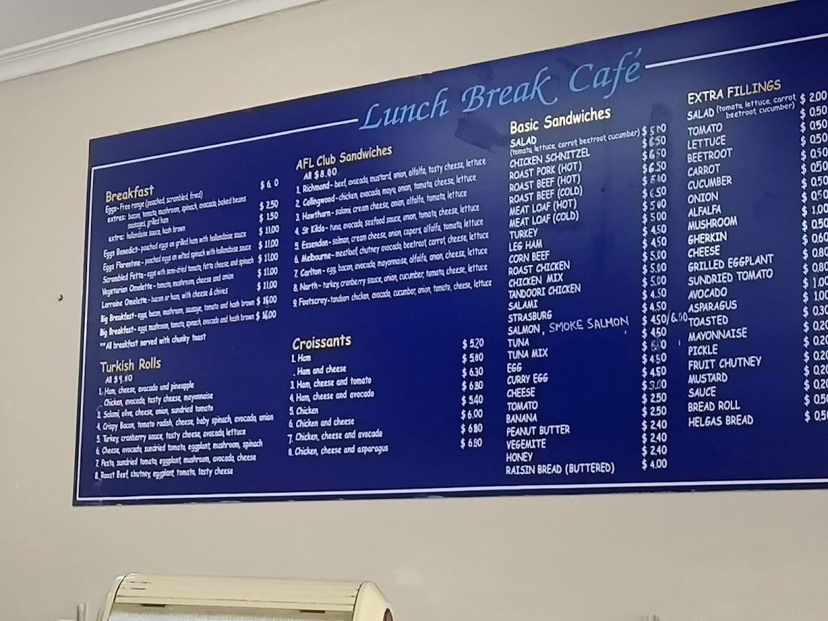 Menu at Lunch Break Deli fast food, Knoxfield