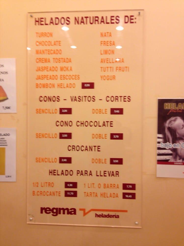Menu at Regma, Noja