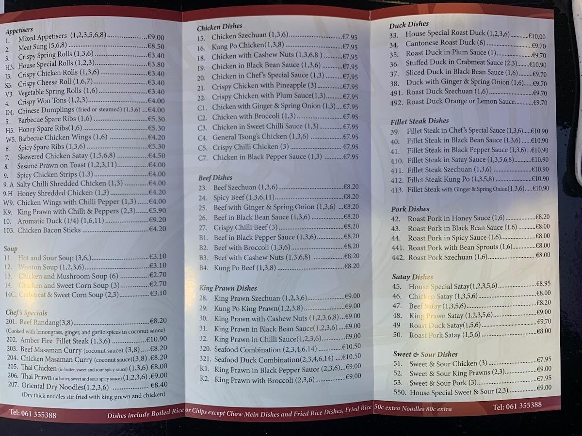 Menu at The Emperor's Garden restaurant, Patrickswell