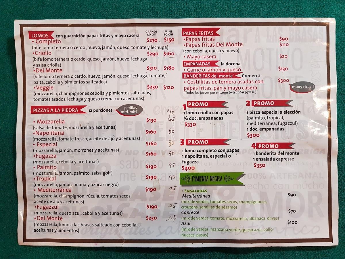 Carta del restaurante Del Monte Lomos Dorrego - Guaymallén, Mendoza