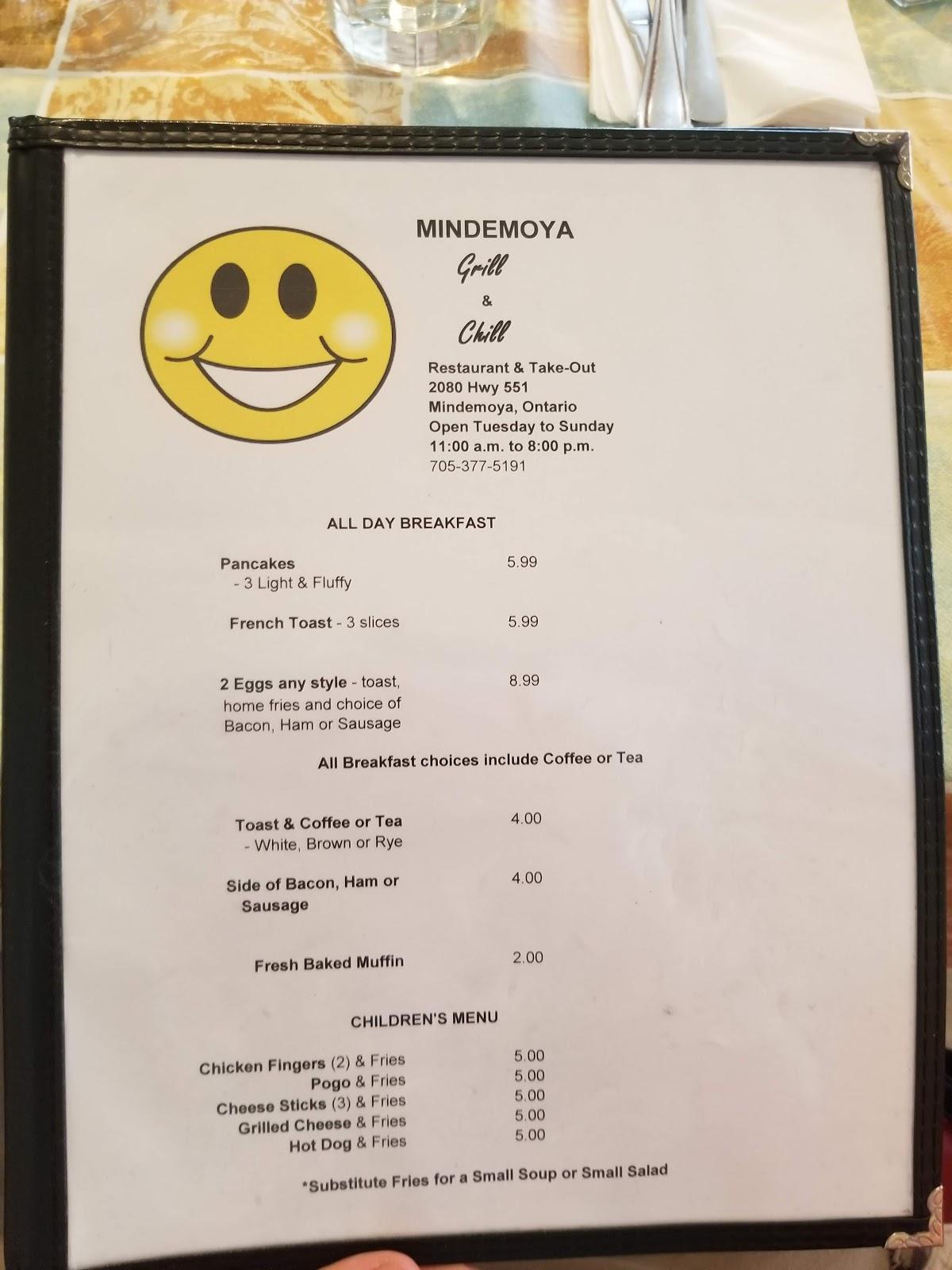 Menu at Mindemoya Grill fast food, Mindemoya