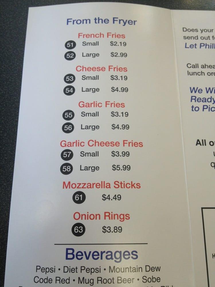 Menu at Philly Ya Belly fast food, Everett