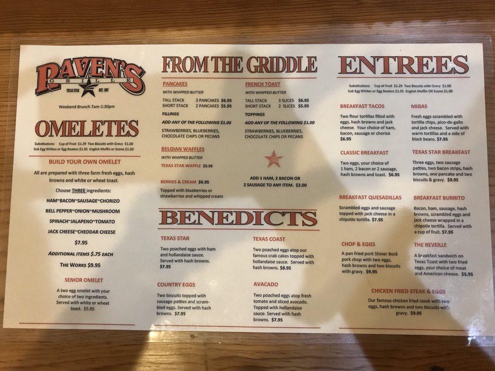Menu at Raven's Grille restaurant, Euless, Texas Star Pkwy