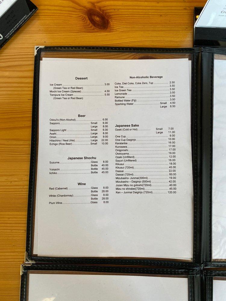 Menu at Sushi Karen restaurant, Pasadena