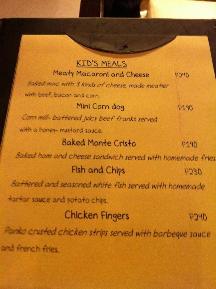 Menu at The Corner Table by AICA restaurant, Cebu City