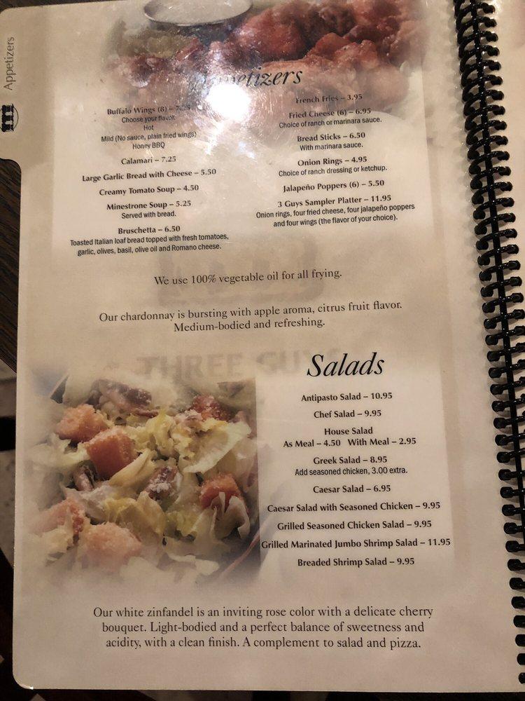Menu at Three Guys Italian Restaurant, Franklin