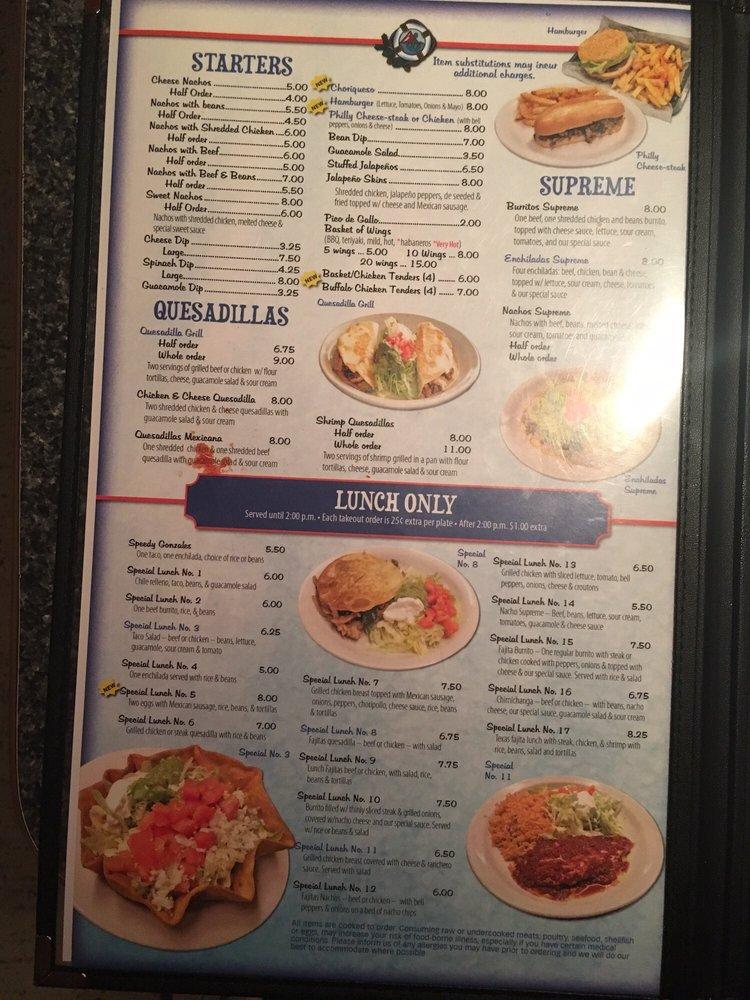 Menu at Tijuana's Grill Mexican Restaurant, Johnsonville