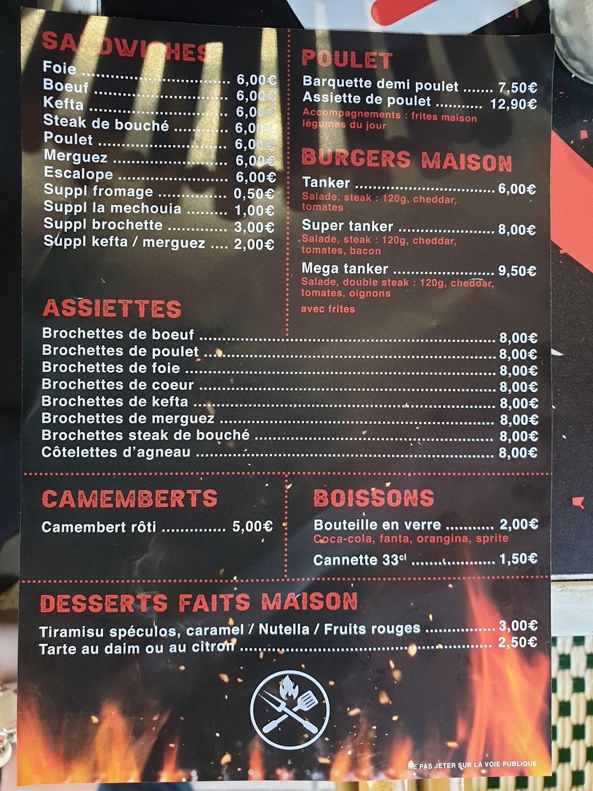 Menu at La Grillade restaurant, Montpellier