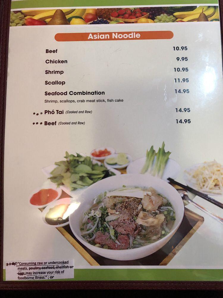 Menu at Phó Lee restaurant, Mount Juliet
