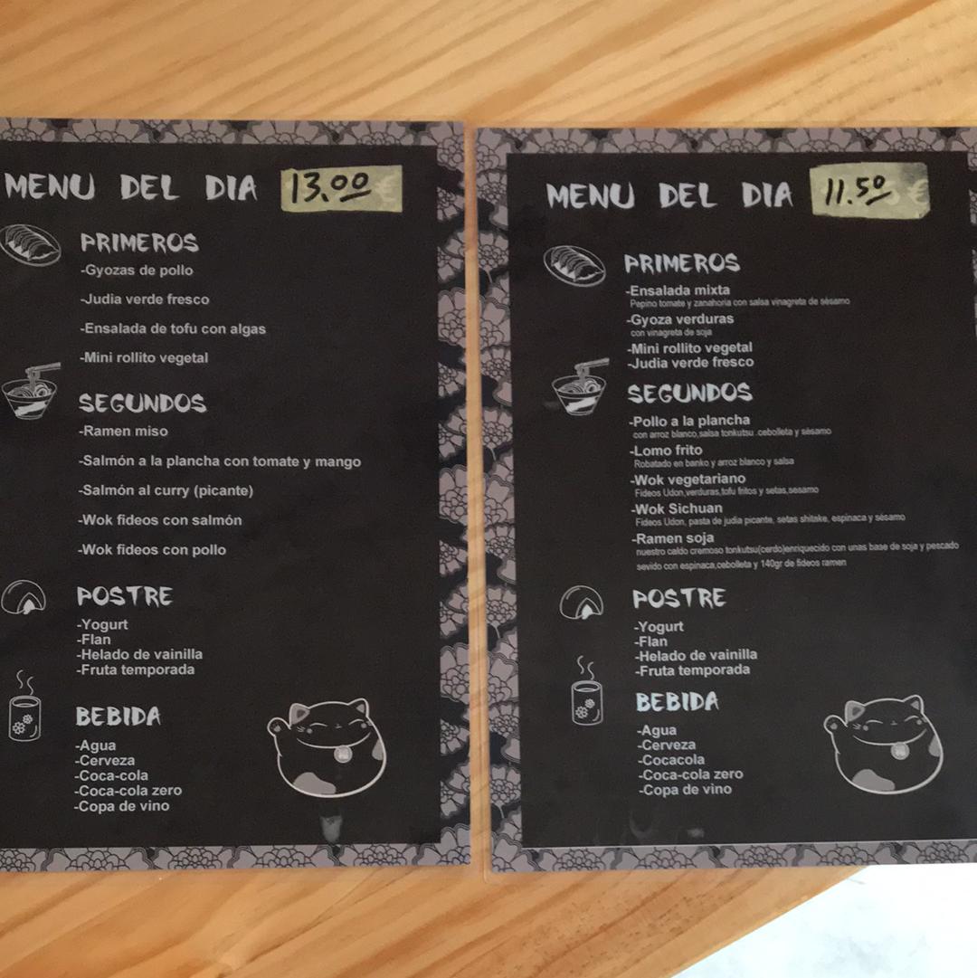 Menu at RAMEN TAN TAN restaurant, Barcelona