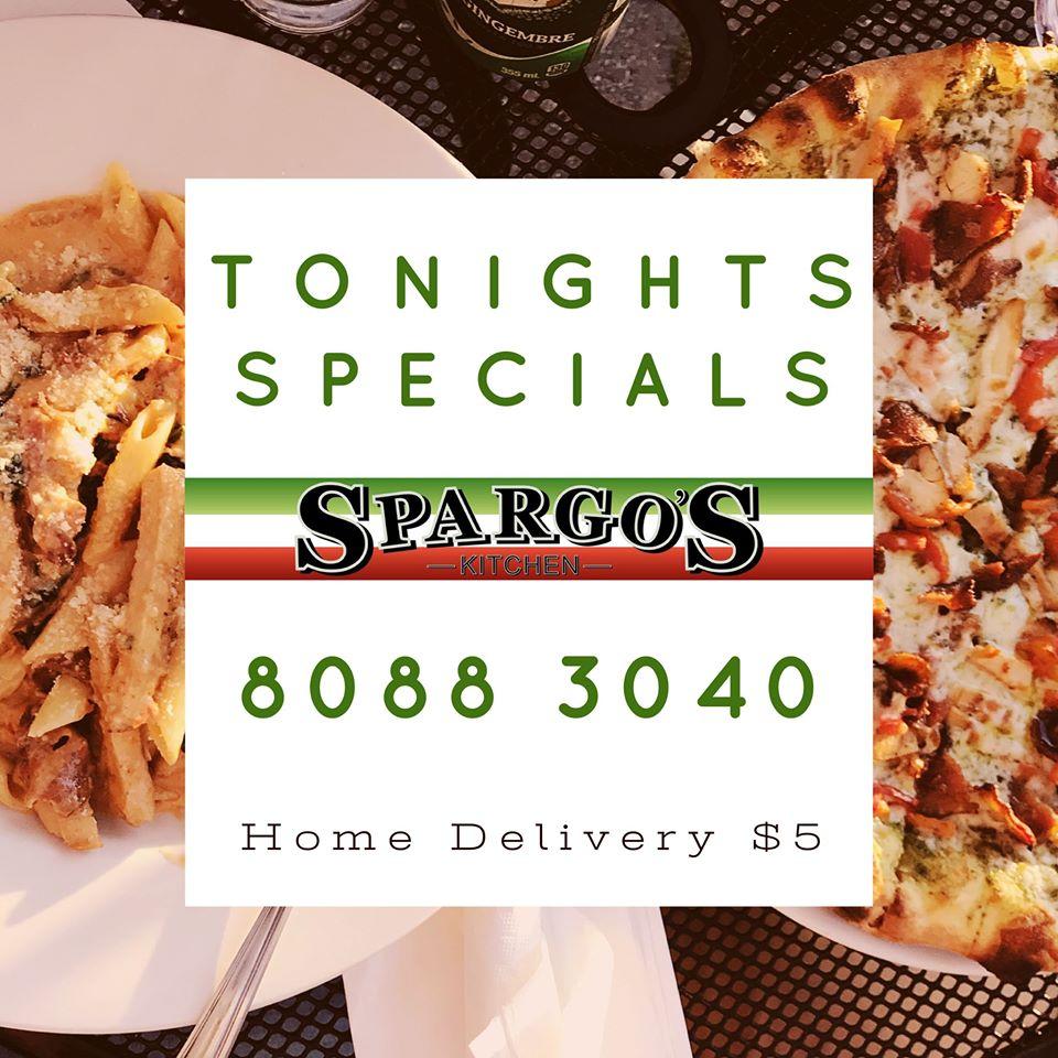 Menu at Spargos Kitchen restaurant, Broken Hill