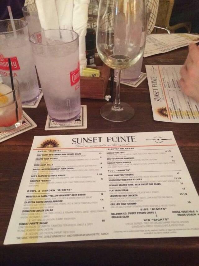 Menu at Sunset Pointe at Fly Creek Marina pub & bar, Fairhope