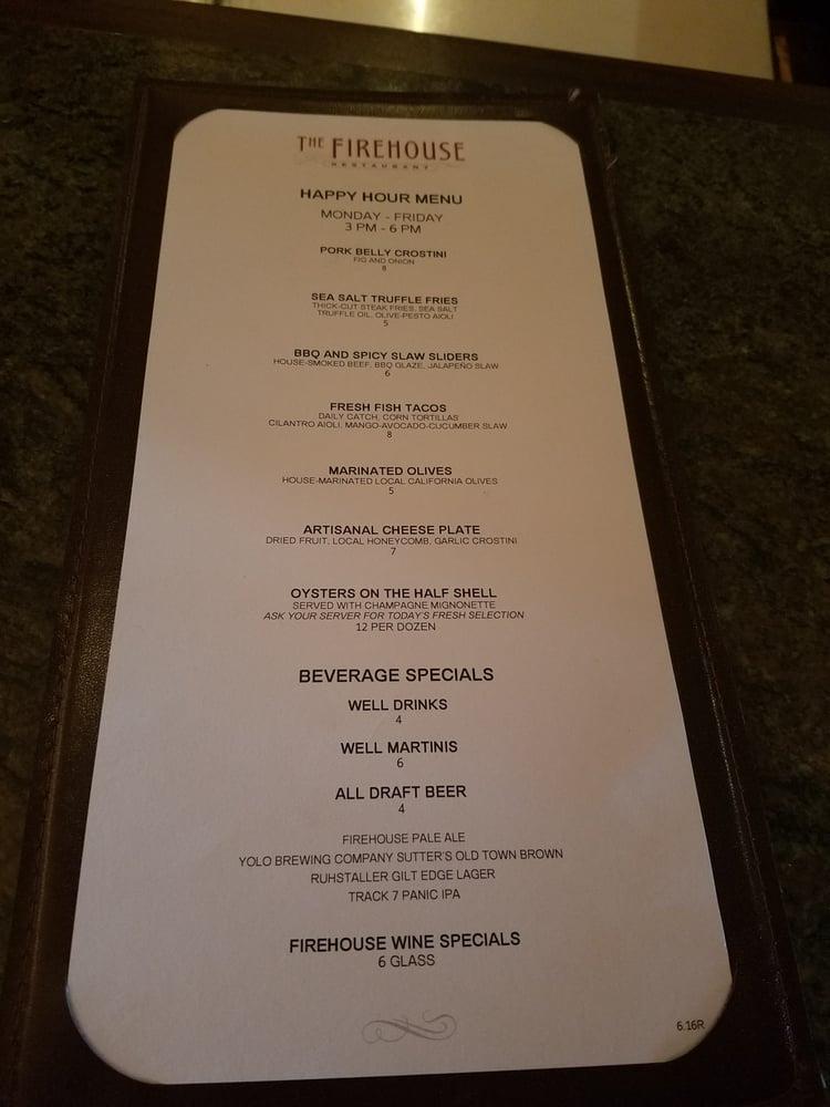 Menu at The Firehouse Restaurant, Sacramento