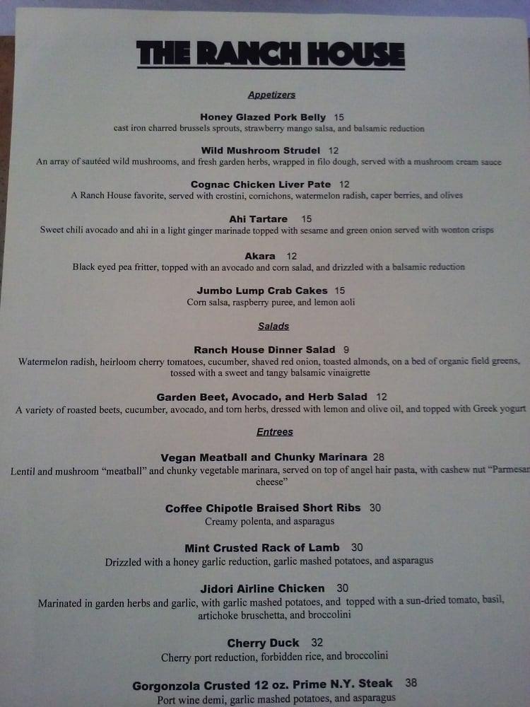 Menu at The Ranch House pub & bar, Ojai