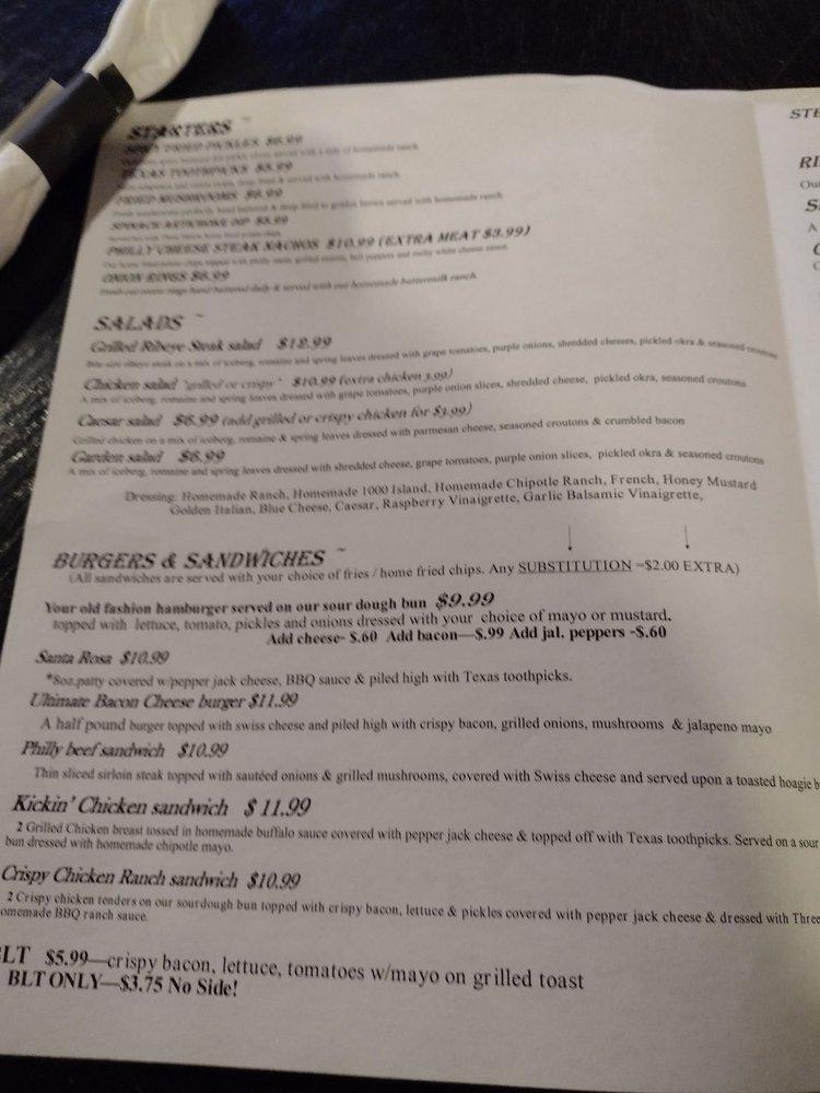 Menu at Three Hearts Steakhouse, Vernon