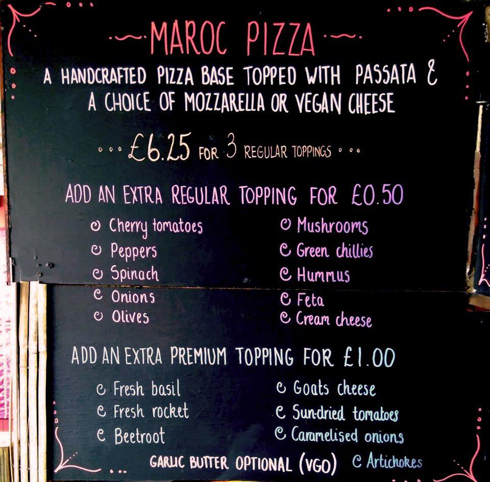 Menu at Bar Maroc, Huddersfield
