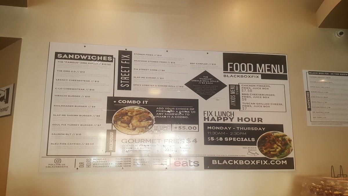 Menu at Black Box Fix Legacy Village restaurant, Lyndhurst