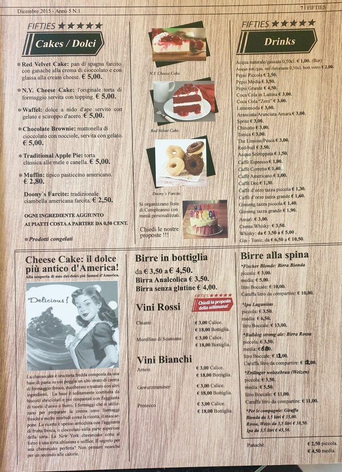 Menu at Fifties Cafe Diner, Serravalle Sesia