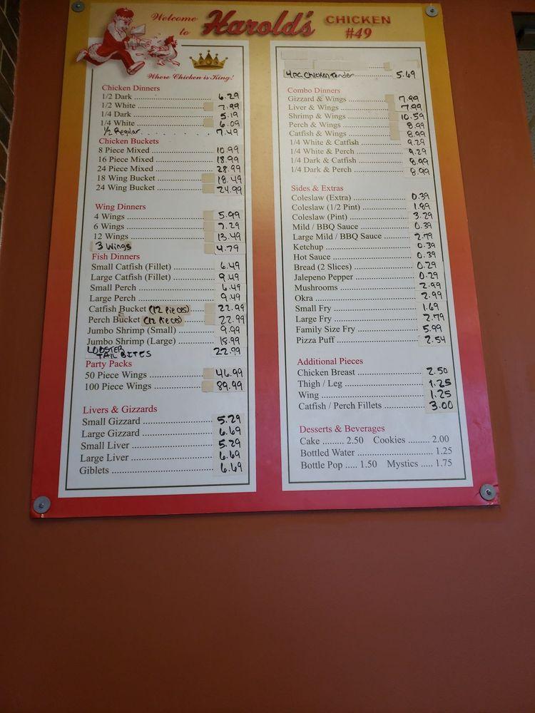 Menu at Harold's Chicken Shack fast food, Matteson