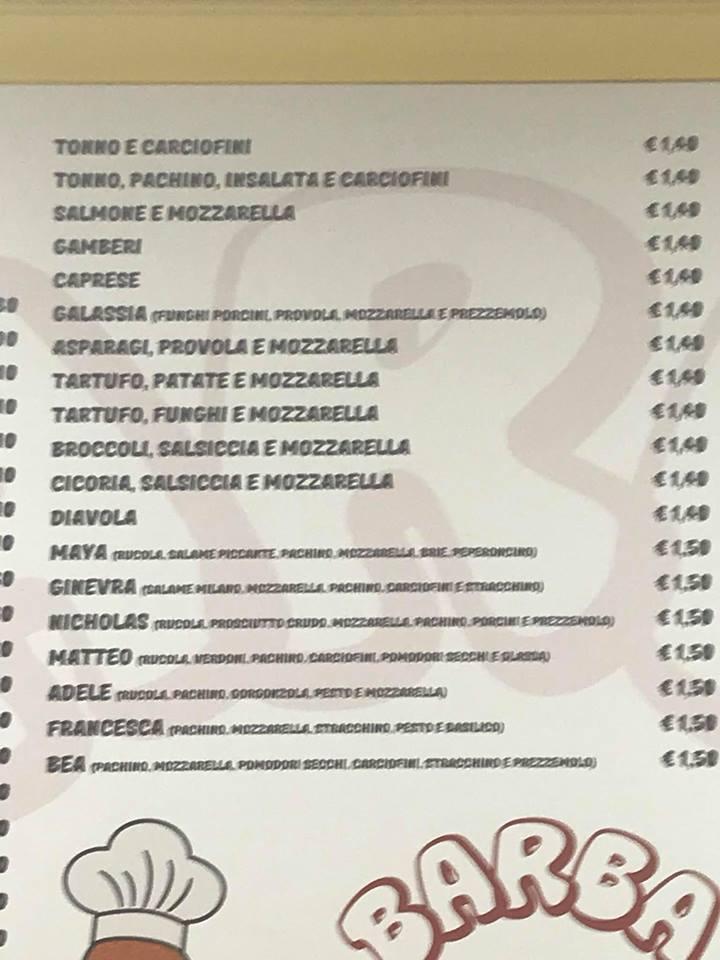 Menu at Lions Pizza restaurant, Rome