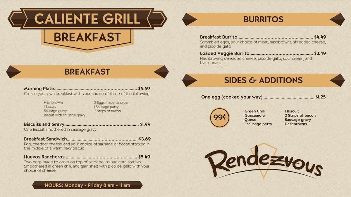 Menu at Rendezvous Cafe, Laramie