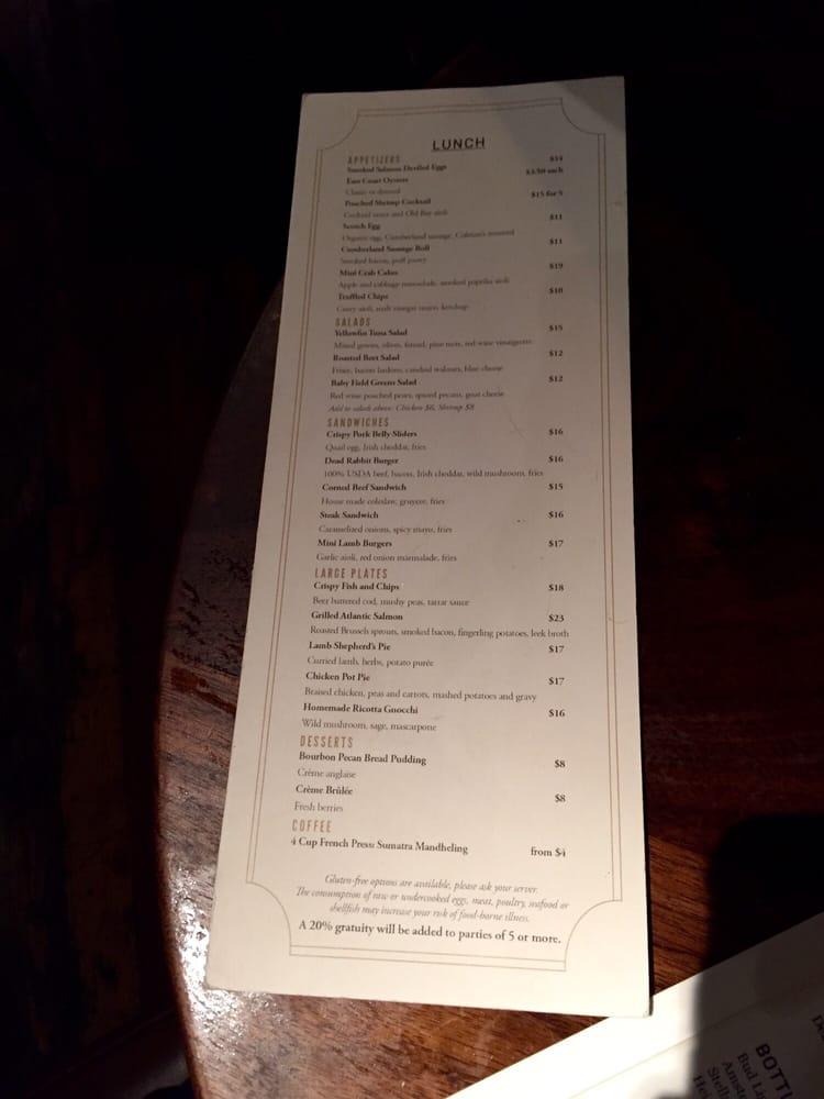 Menu at The Dead Rabbit pub & bar, New York City