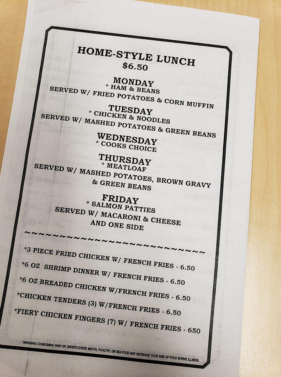 Menu at 9th Street Cafe, Marion