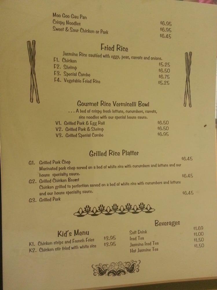 Menu at Asean Diner restaurant, Claremore