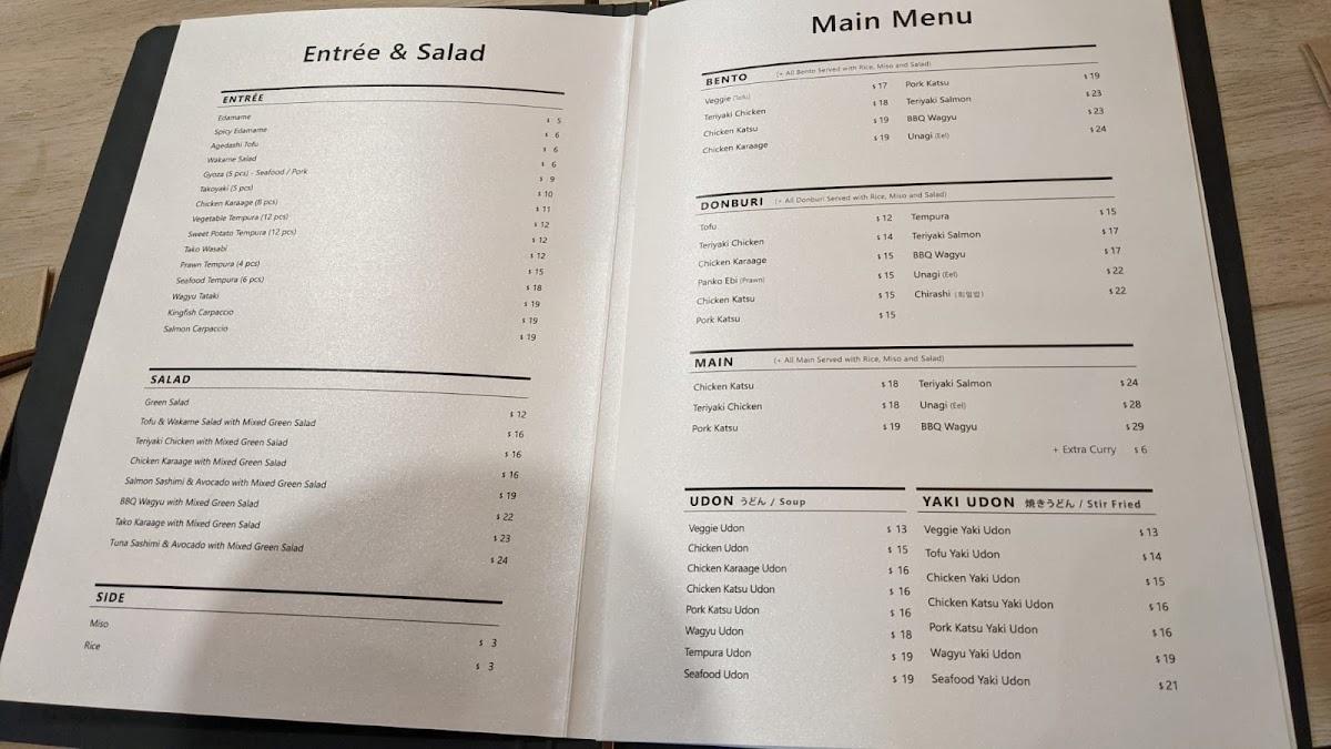 Menu at Epping Yuzu Japanese Restaurant, Epping