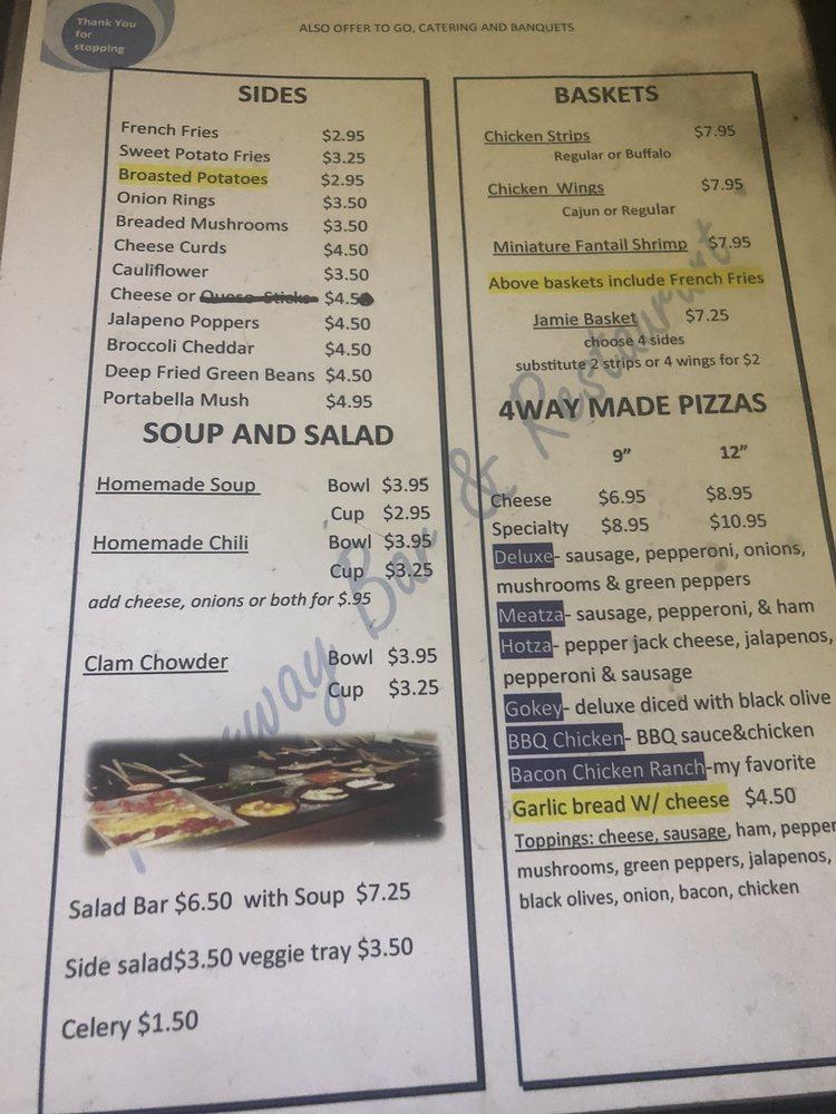 Carta de Four Way Bar & Restaurant, Suamico