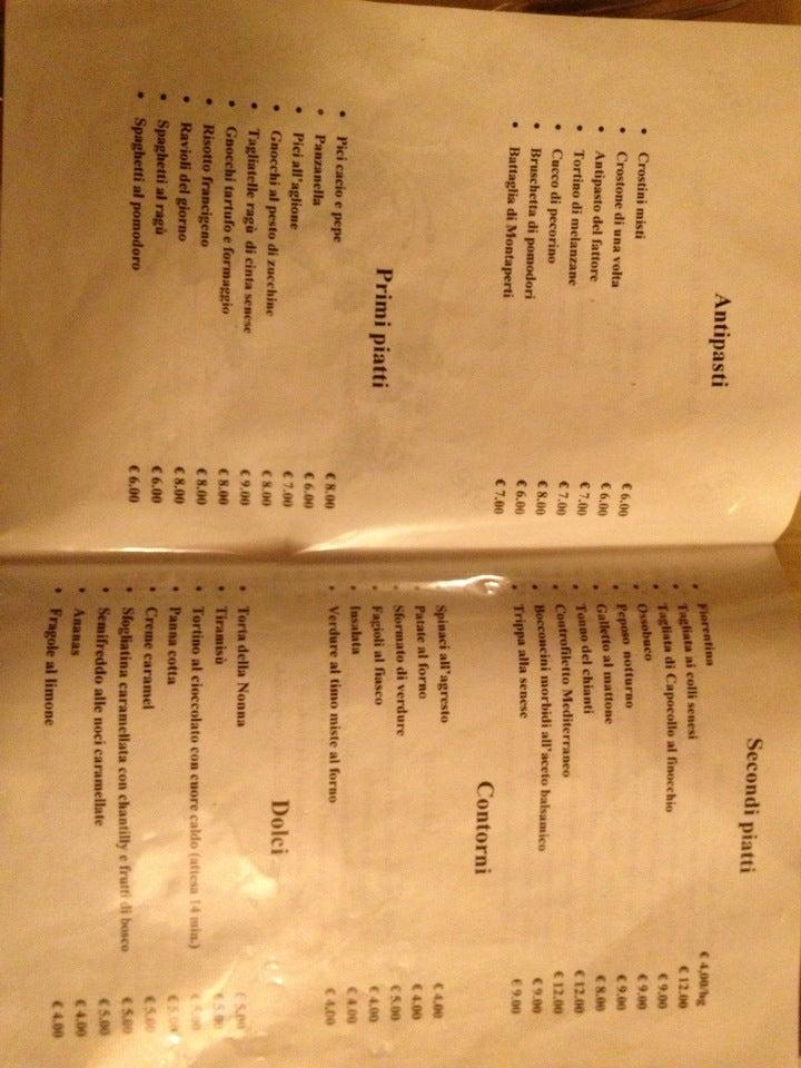 Menu da Ristorante "Il Grillo Moro", Sovicille, Strada dell'Aeroporto 3 ...