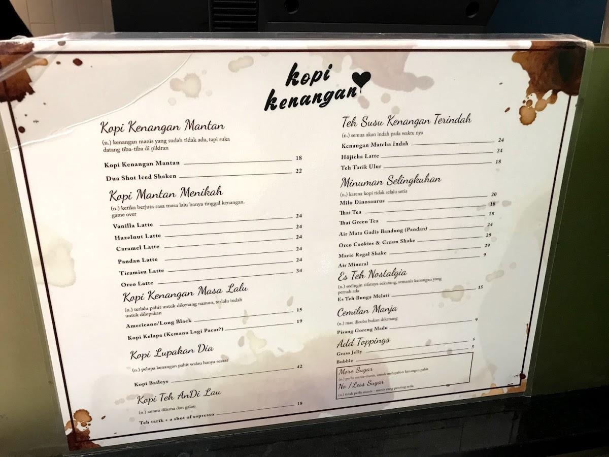 Menu at Kopi Kenangan - Transmart Juanda, Bekasi Regency