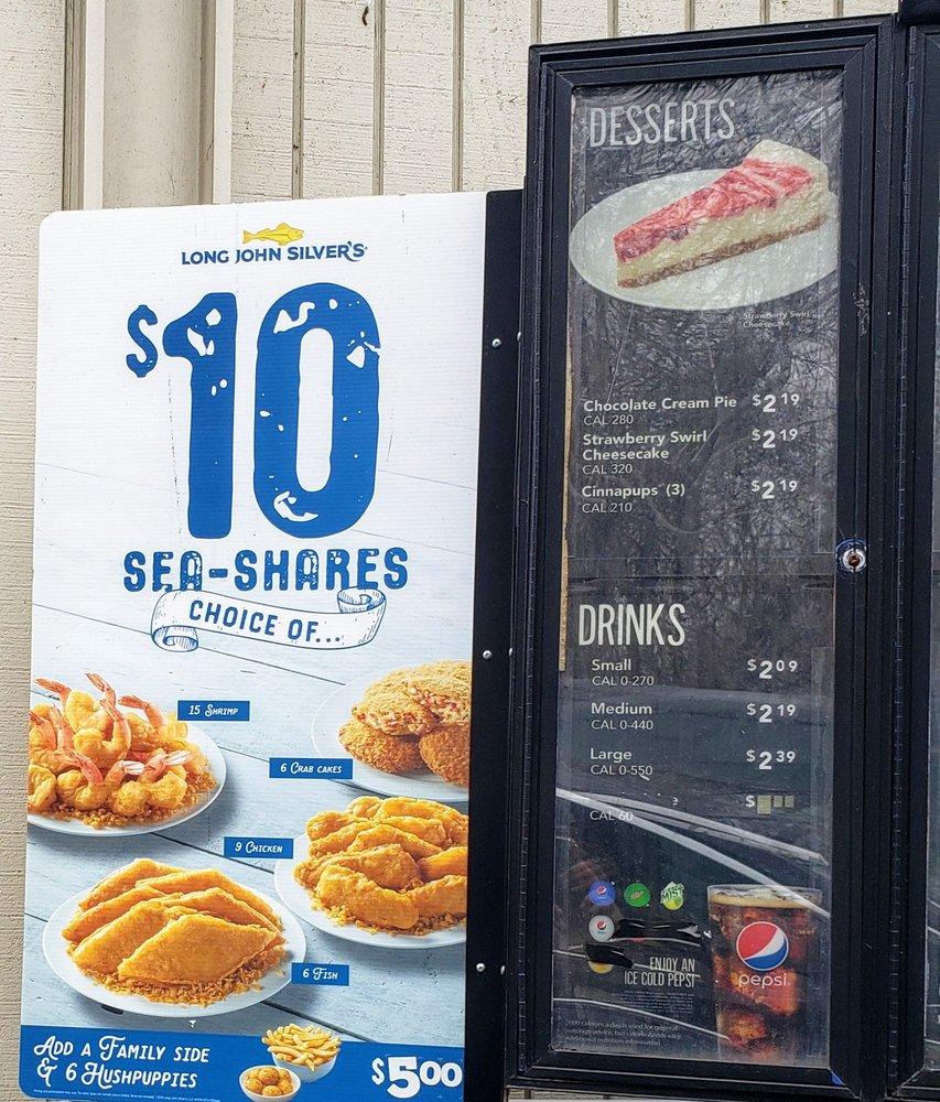 Menu at Long John Silver's fast food, Warren, 8 Mile Rd