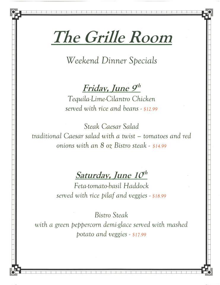 Menu at The Grill Room At Malone Golf Club, Malone