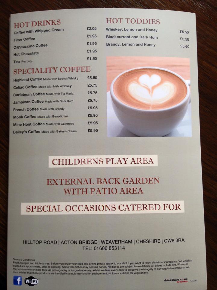 Menu at THE MAYPOLE INN pub & bar, Little Leigh, Hill Top Rd