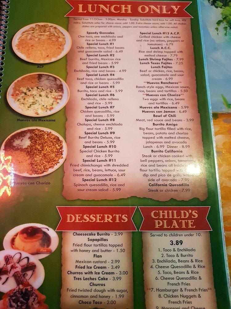 Menu at Monte De-Rey restaurant, Walkertown, Old Hollow Rd