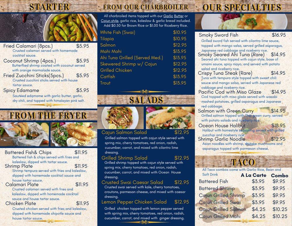 Menu at ocean house fish grill restaurant, San Dimas