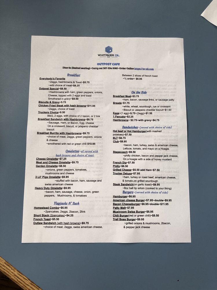 Menu at Outpost Café cafe, Lusk