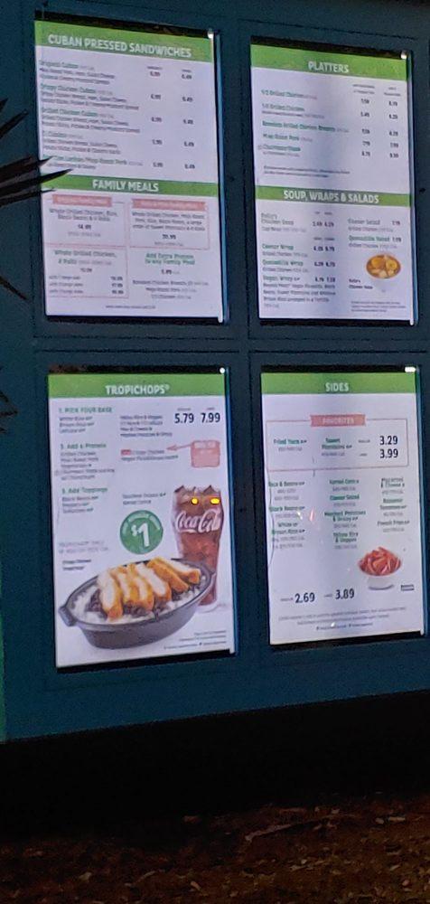 Menu at Pollo Tropical fast food, Sarasota