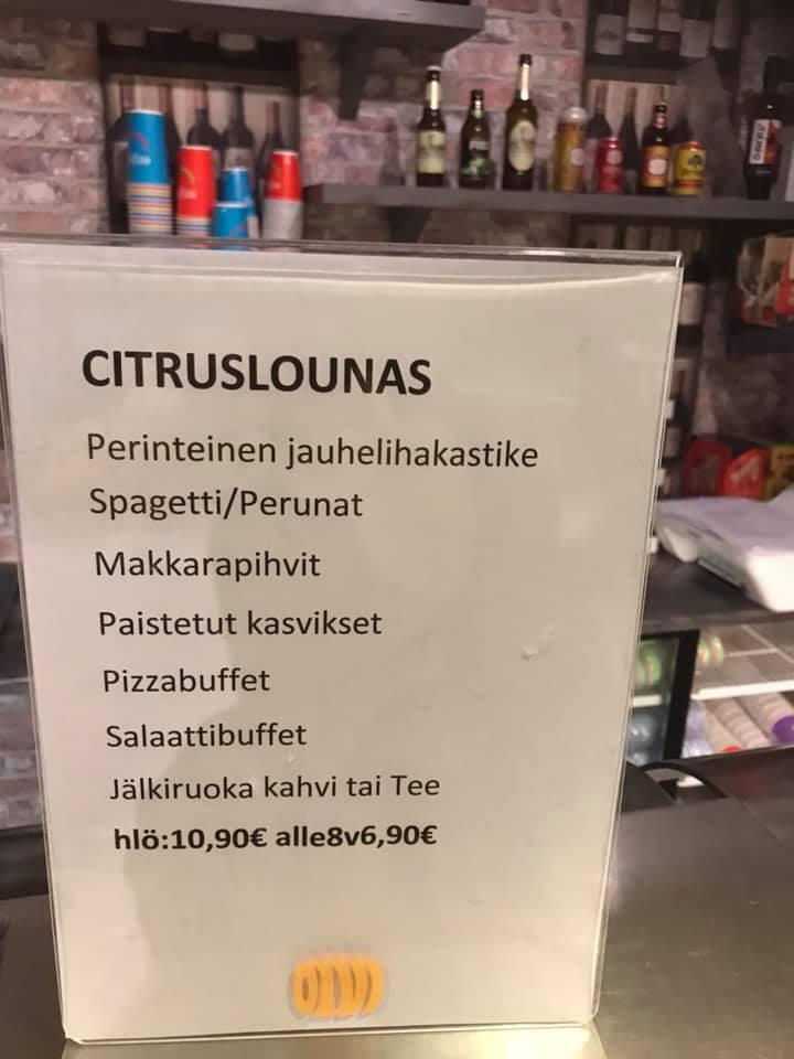 Menu at Ravintola Citrus restaurant, Ylivieska, Ollilanojankatu 2