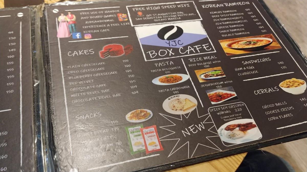 Menu at Beanbox cafe, Manila